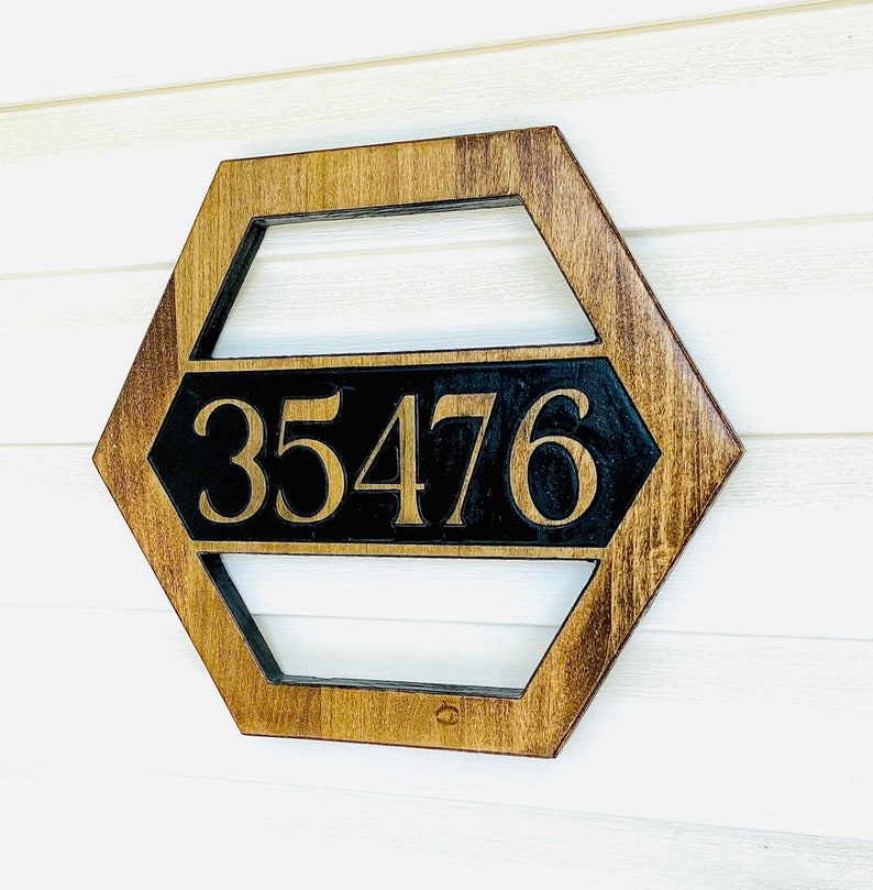Hexagon House Number Wall Hanging Sign Custom Order - Etsy