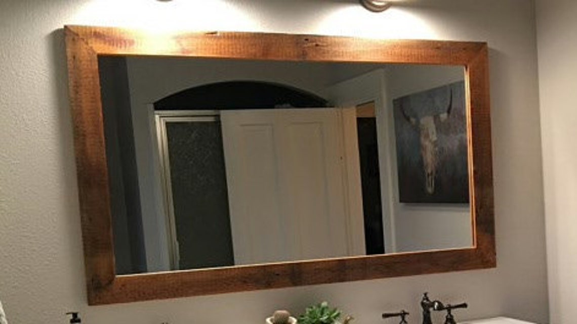 Reclaimed Barn Wood Framed Mirror Made From Rustic Salvaged - Etsy