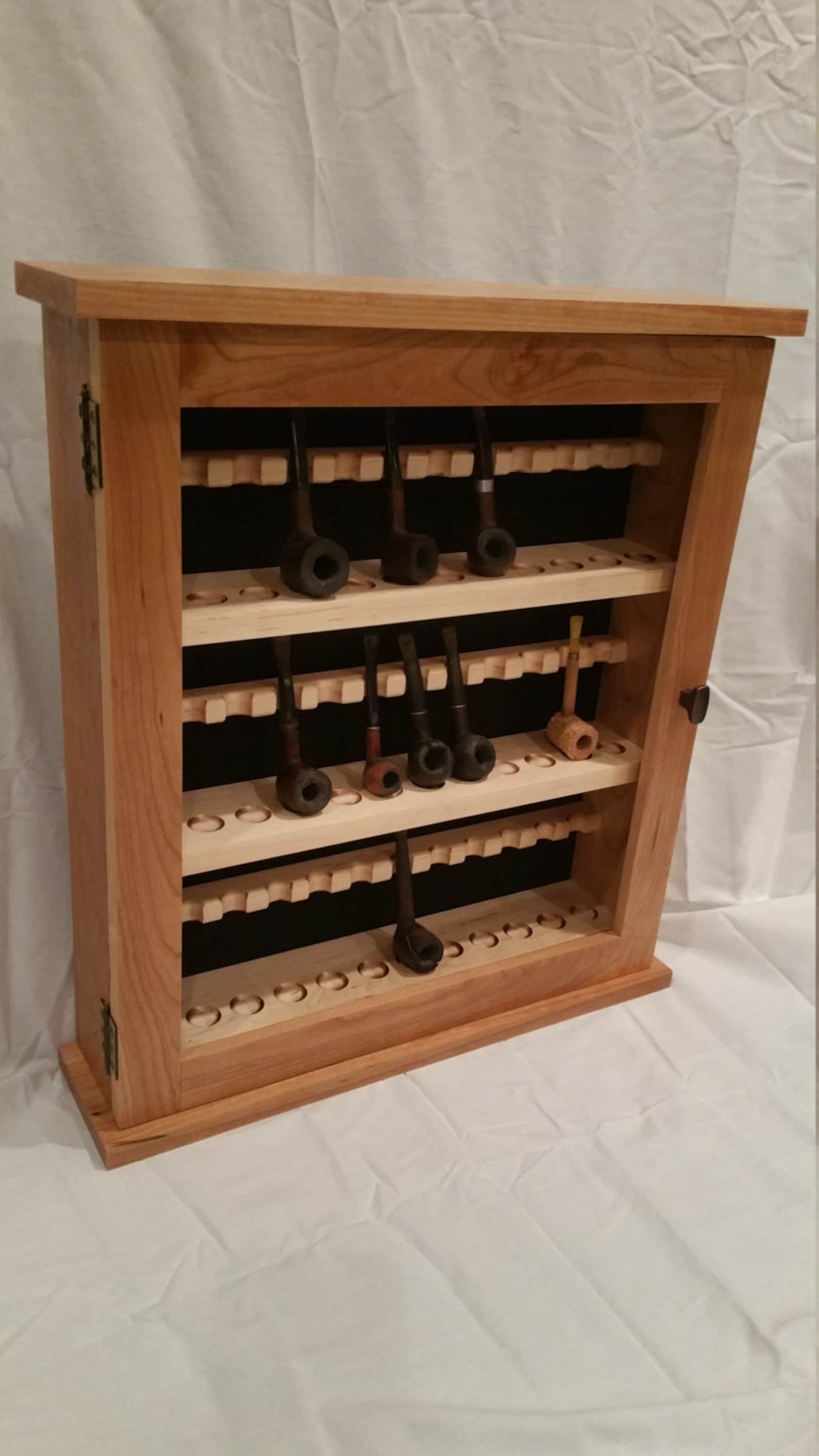 Pipe cabinet solid cherry and maple holds 36 pipes tobacco | Etsy