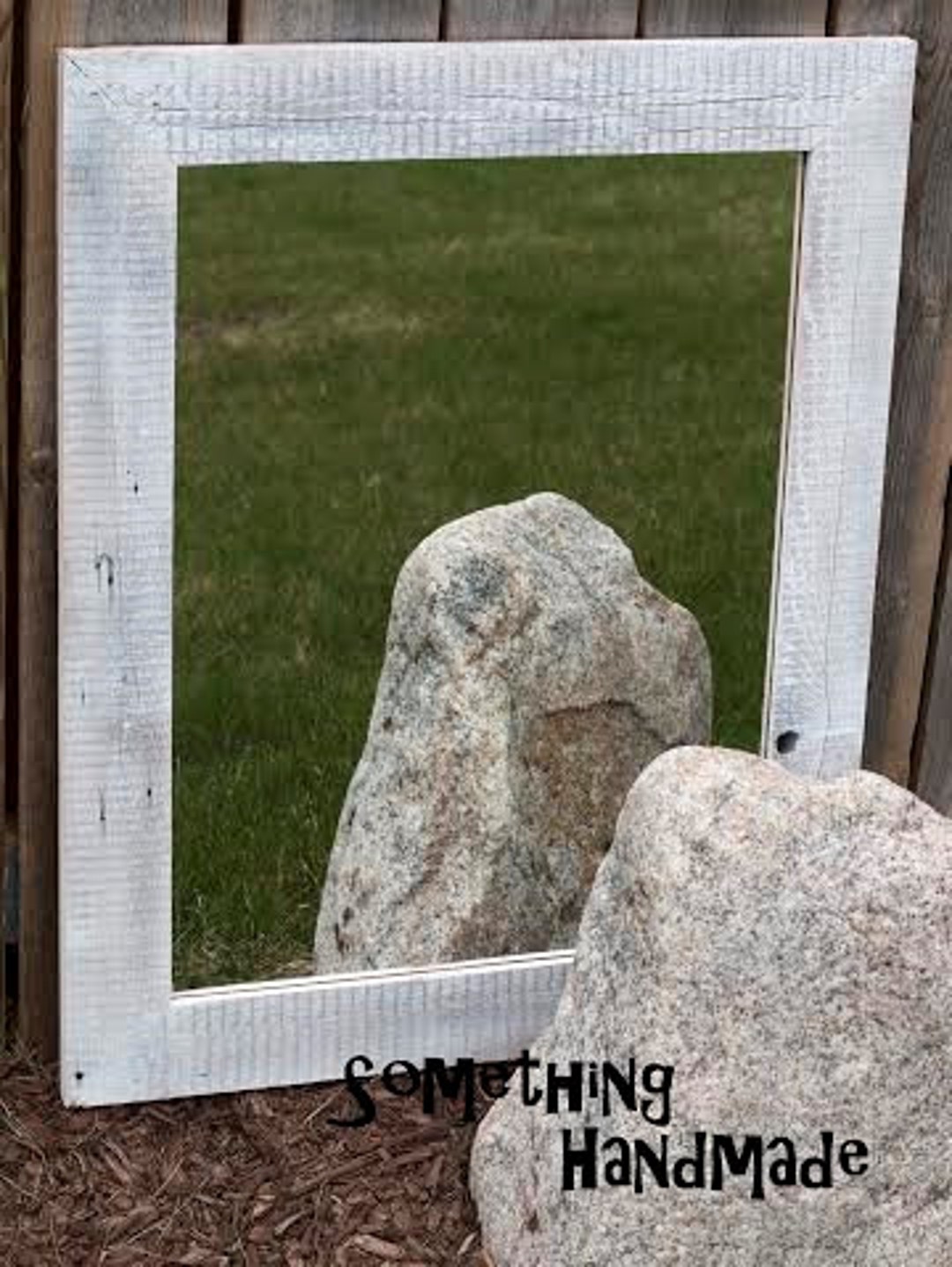 White Washed Rustic Mirror Reclaimed Barn Wood Framed Mirror 1880 Barn ...