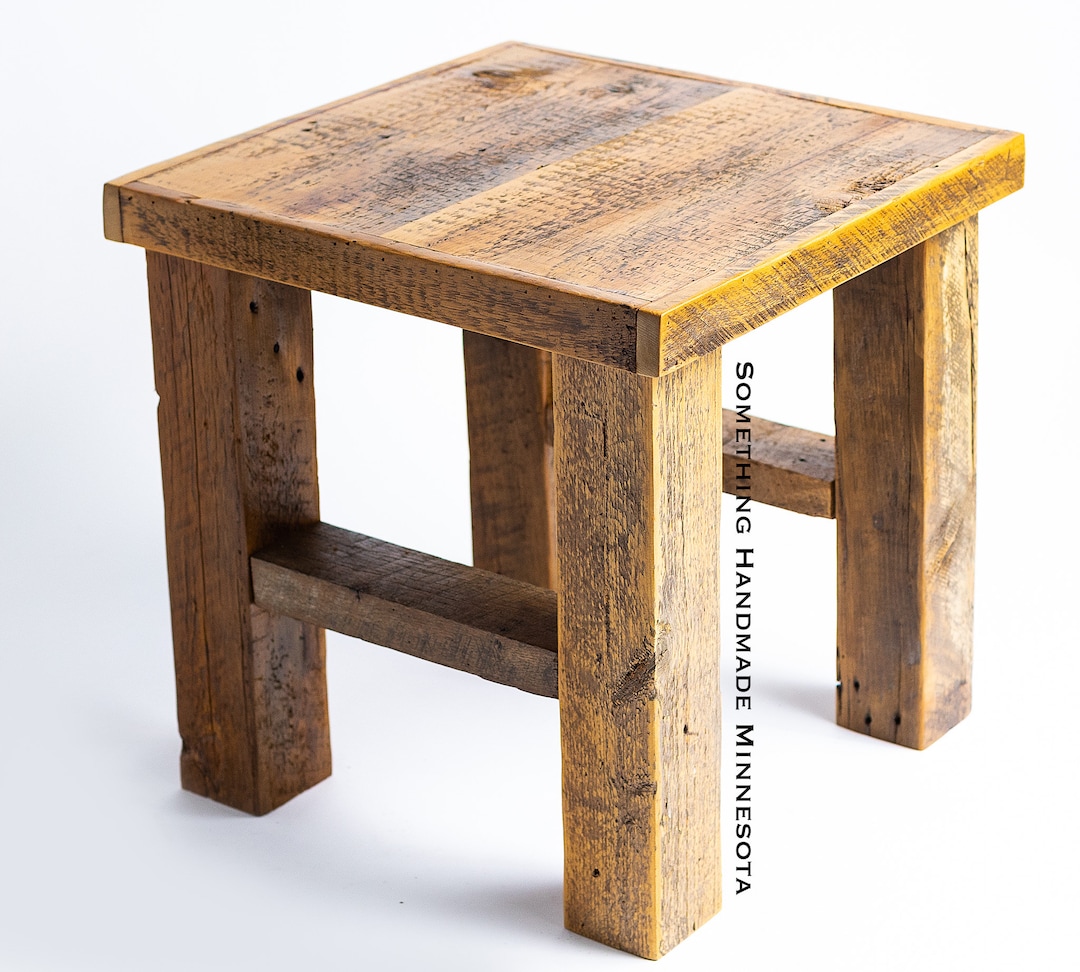 Rustic End Side Table Made From Reclaimed Barn Wood - Etsy
