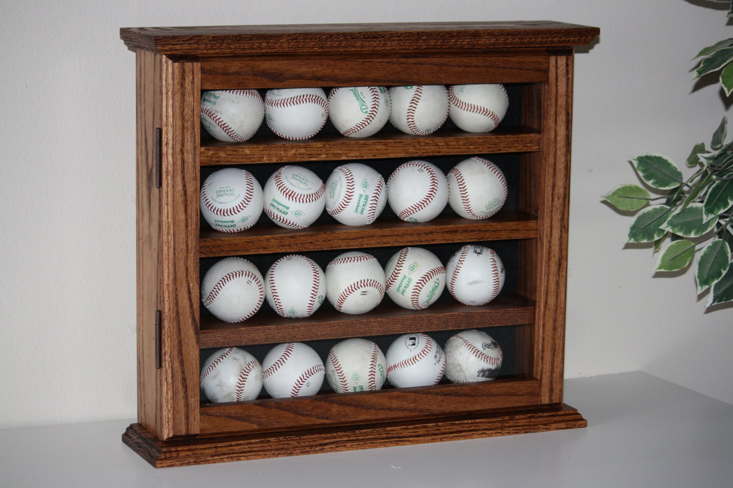 Baseball Display Cabinet Cabinet Solid Oak With Door - Etsy
