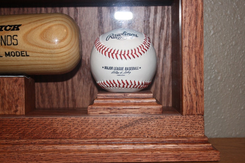 Baseball Bat Display Case With Ball Holder Solid Oak - Etsy