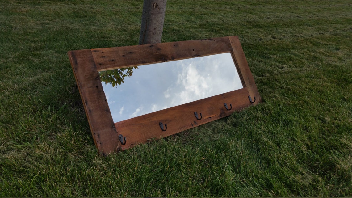 Barn Wood Mirror ,coat Rack Entryway Mirror Made From 1892 Rustic Barn ...