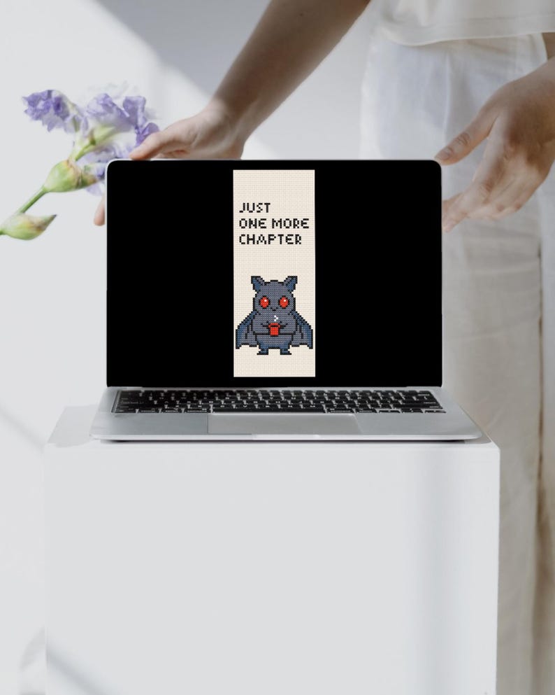 Bat Cross Stitch Bookmark Pattern, Whimsical Reading Chart (PDF ...
