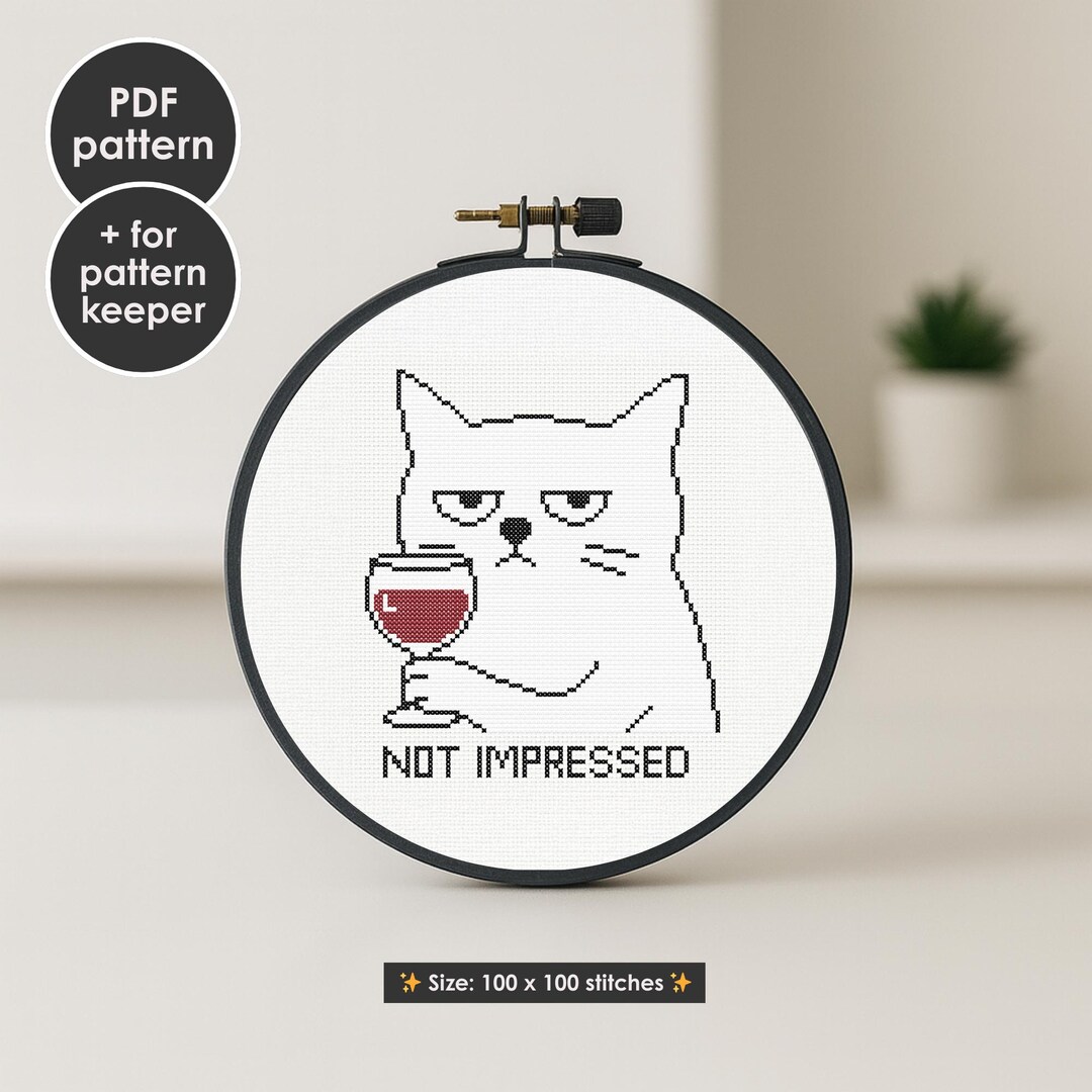 Funny Meme Cat Cross Stitch Pattern – Not Impressed (PDF Pattern) - Etsy UK