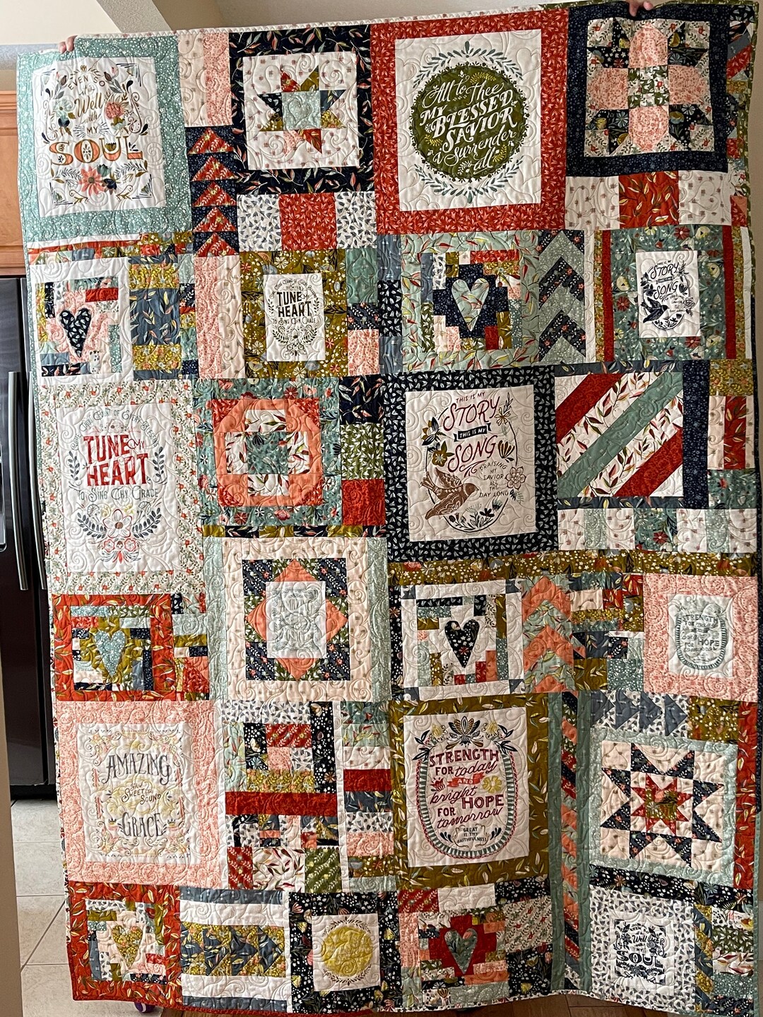 Handmade Quilt Original Pattern Design Church Hymns Bible Verses ...