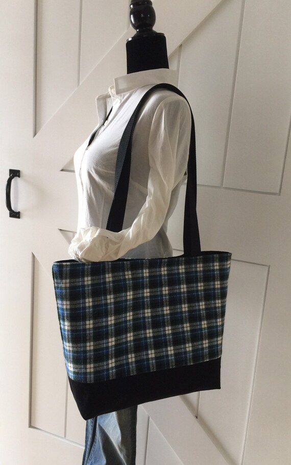Upcycled flannel shirt tote bag | Etsy