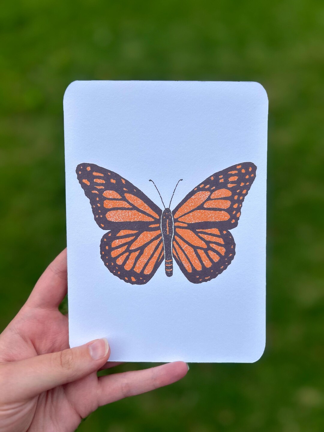 Monarch Butterfly Print – 5x7 Stippled Art in Orange and Black, Nature ...