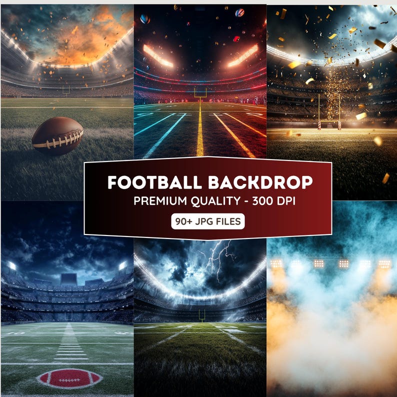Football Digital Backdrop: Stadium Lights, Foggy Field (PNG Download ...