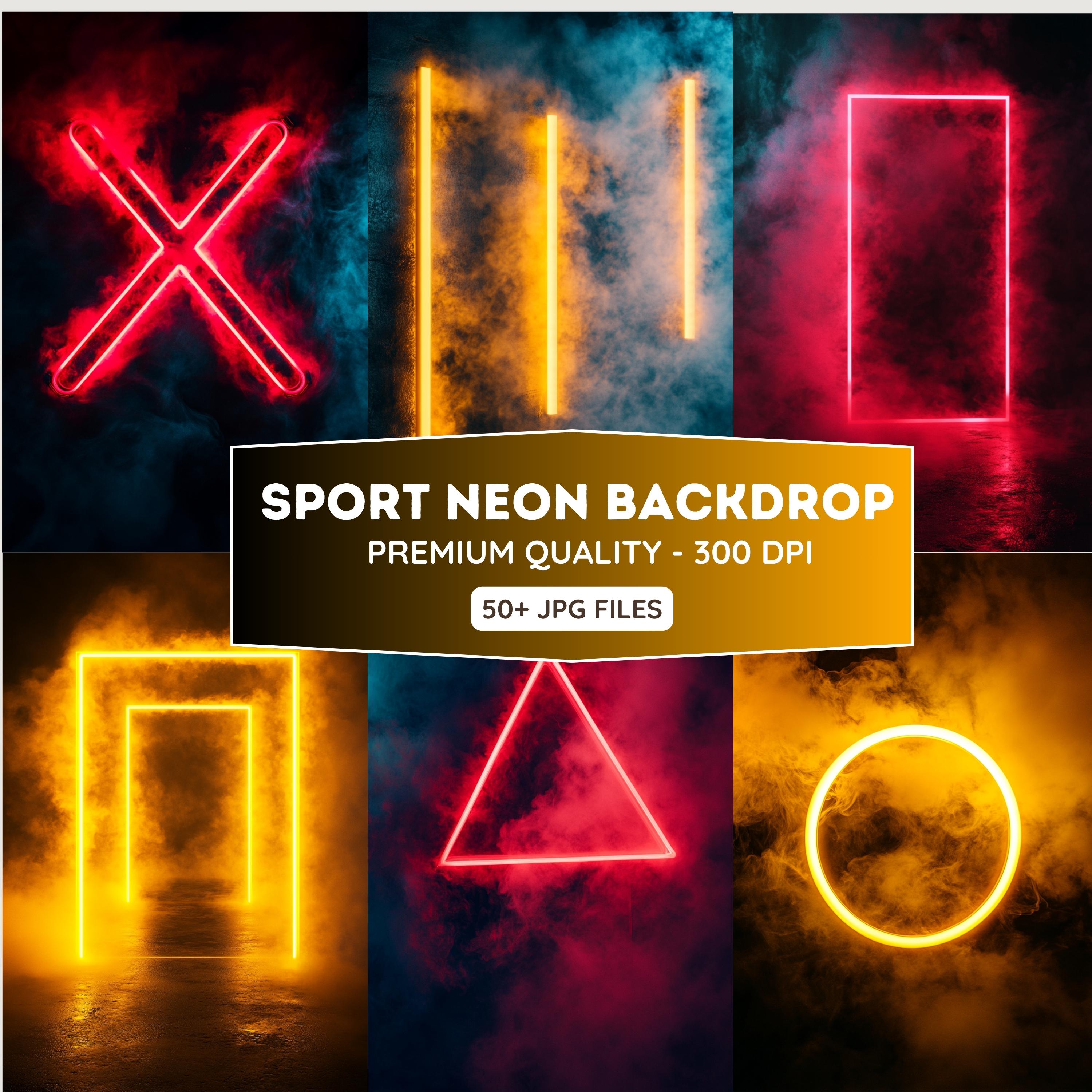 Neon Light Sports Backdrops Overlay Bundle | Basketball, Football ...
