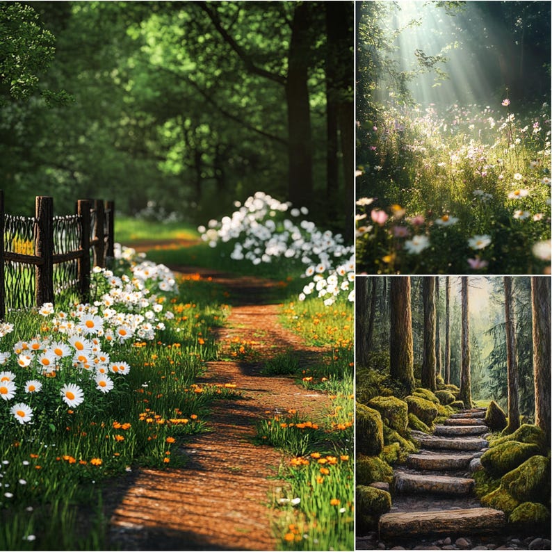 Enchanted Forest Digital Backdrop: Spring Greenery PNG Overlay - Etsy