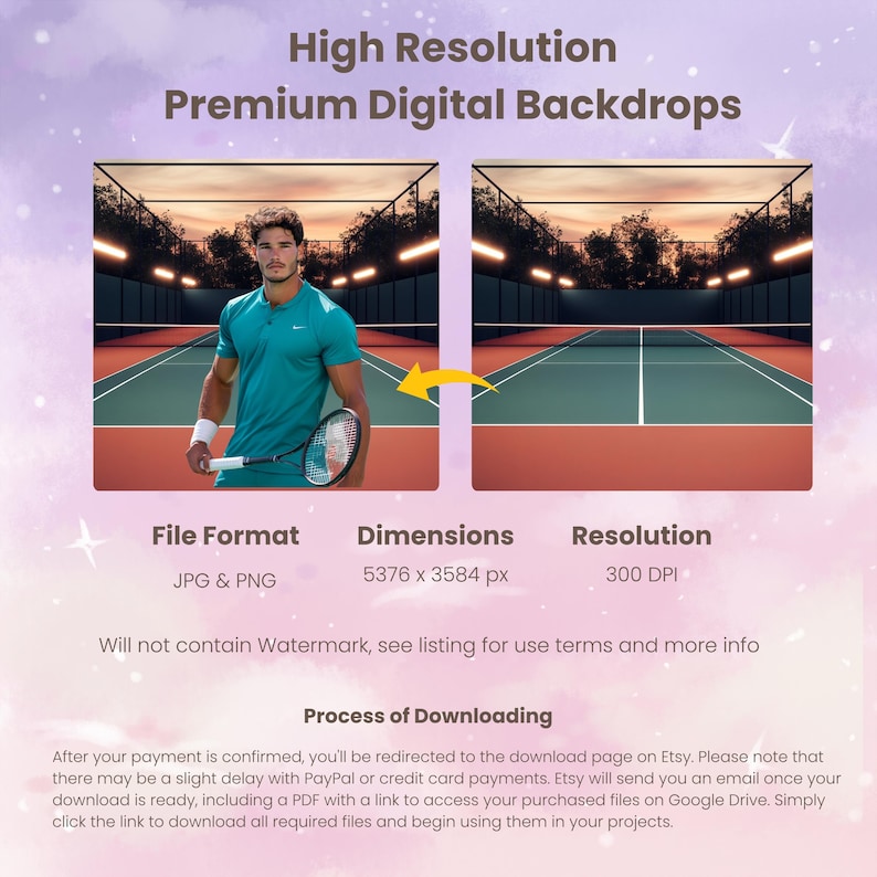 Tennis Photo Backdrop: Sport Photography Digital Overlay (PNG Download ...