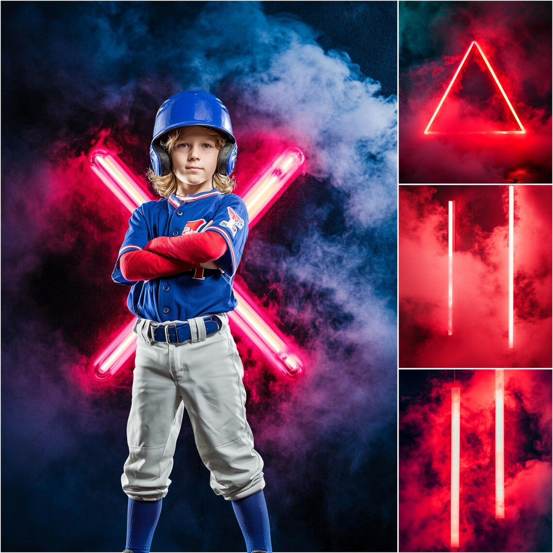Neon Light Sports Backdrops Overlay Bundle | Basketball, Football ...
