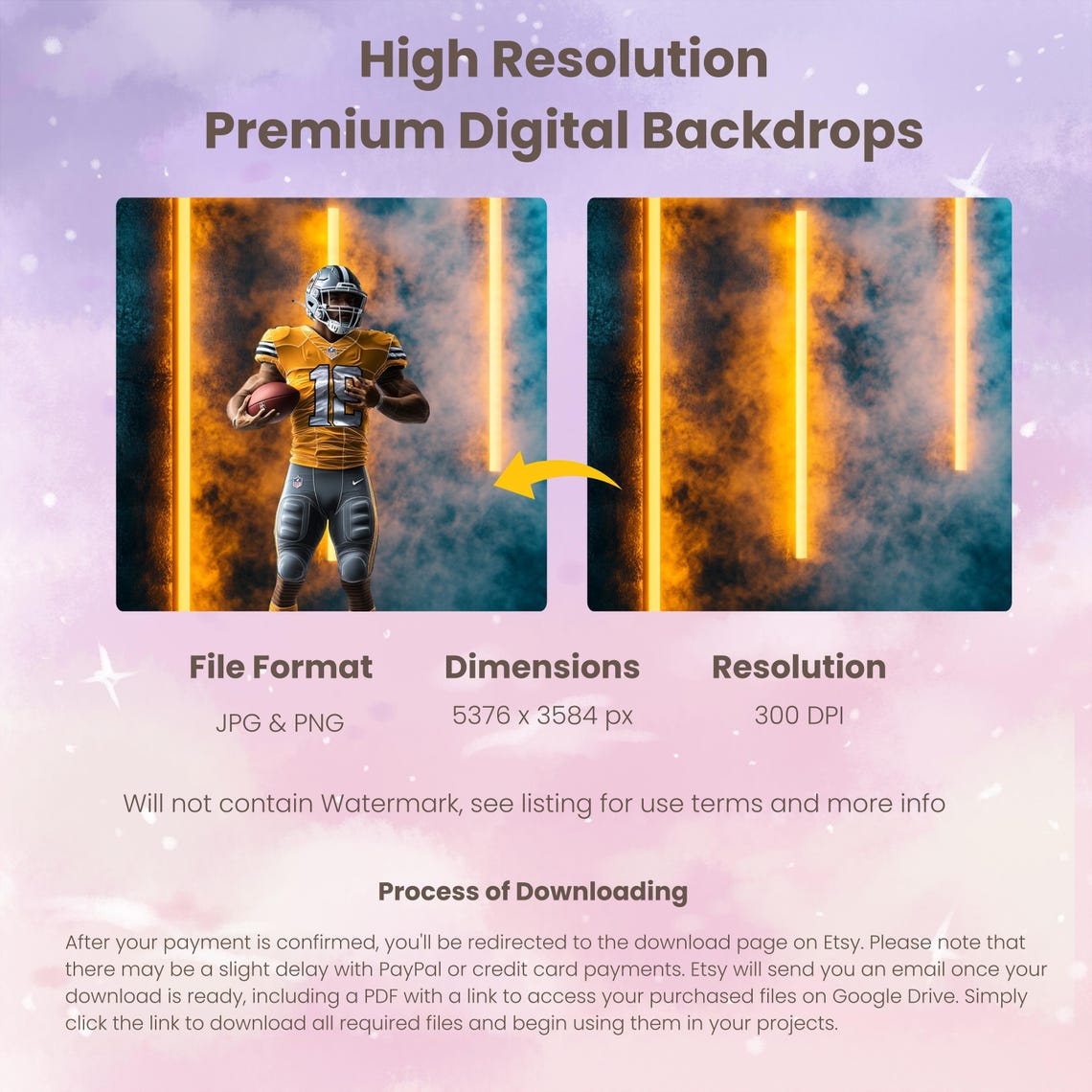 Neon Light Sports Backdrops Overlay Bundle | Basketball, Football ...