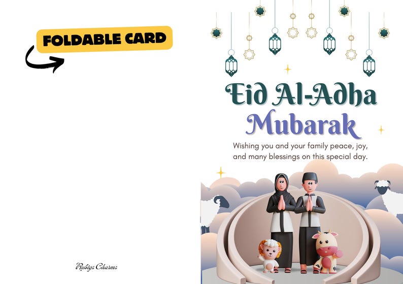 Printable Eid Al-adha Card - Muslim Family Greeting - Digital Download ...
