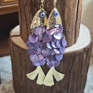 Handmade Shell Fish Scales Earrings, Boho Vacation Style, Statement ...