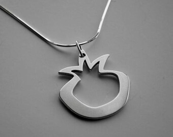 Contemporary Sterling Silver Pomegranate Pendant on Chain - Etsy
