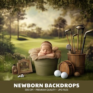 Golf Field Baby Cradle Backdrop - Newborn Photography Prop - 8K High ...