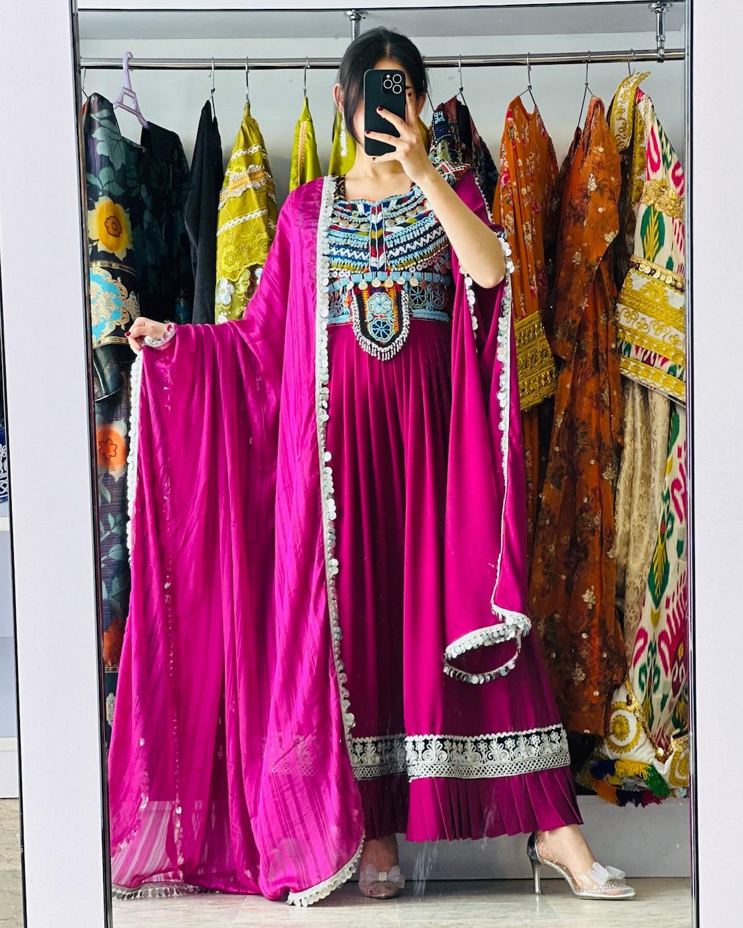 Afghan Dress Afghani Charma Embroidery and Balochi Handmade Gand for ...