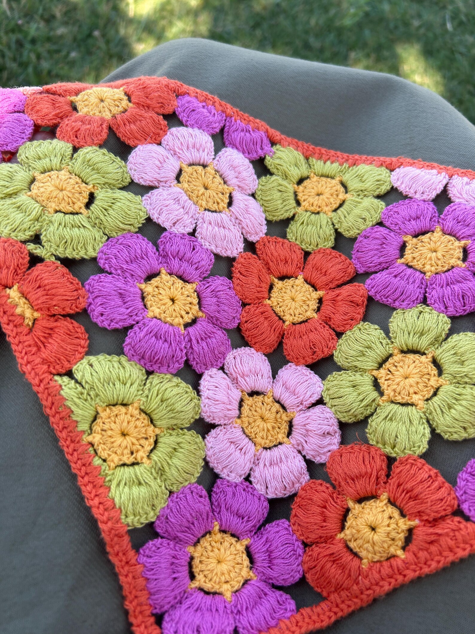 Crochet Sunflower Hair Scarf: Cottagecore Boho Bandana - Etsy