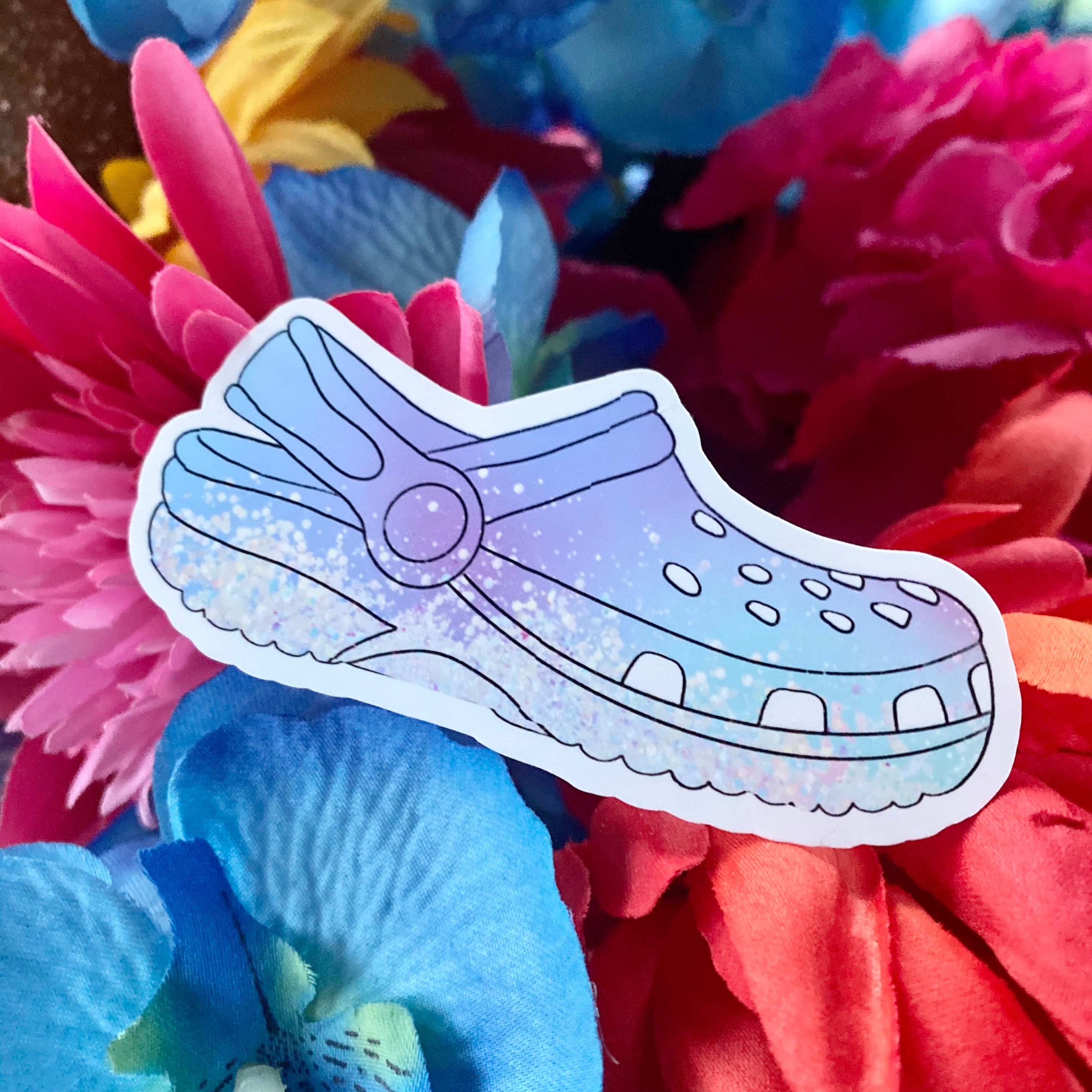Blue/Purple Sparkle Croc Sticker Crocs Stickers Sokken en | Etsy