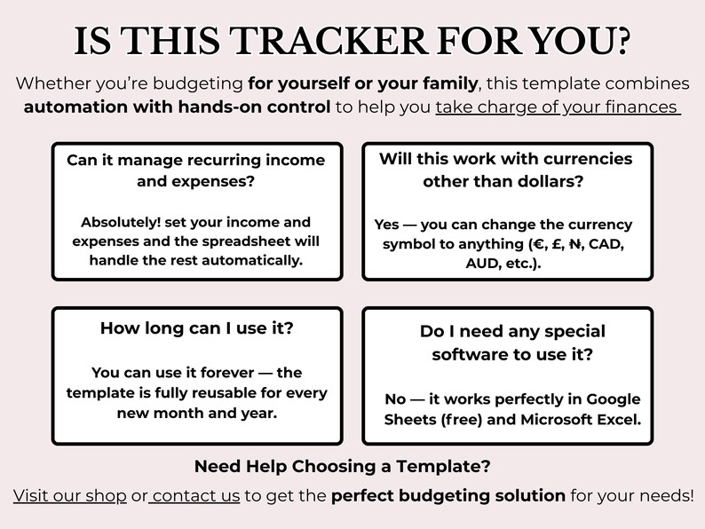 Monthly Budget Spreadsheet Google Sheets | Expense Tracker, Annual ...