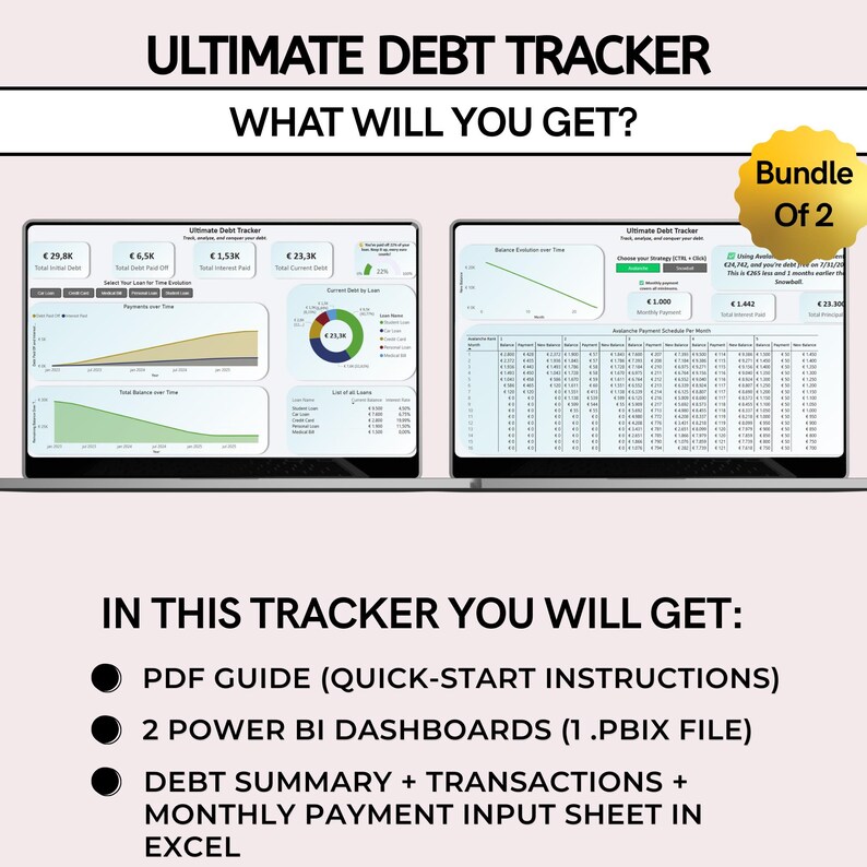 Power BI Ultimate Debt Tracker Dashboard | Snowball Vs. Avalanche ...