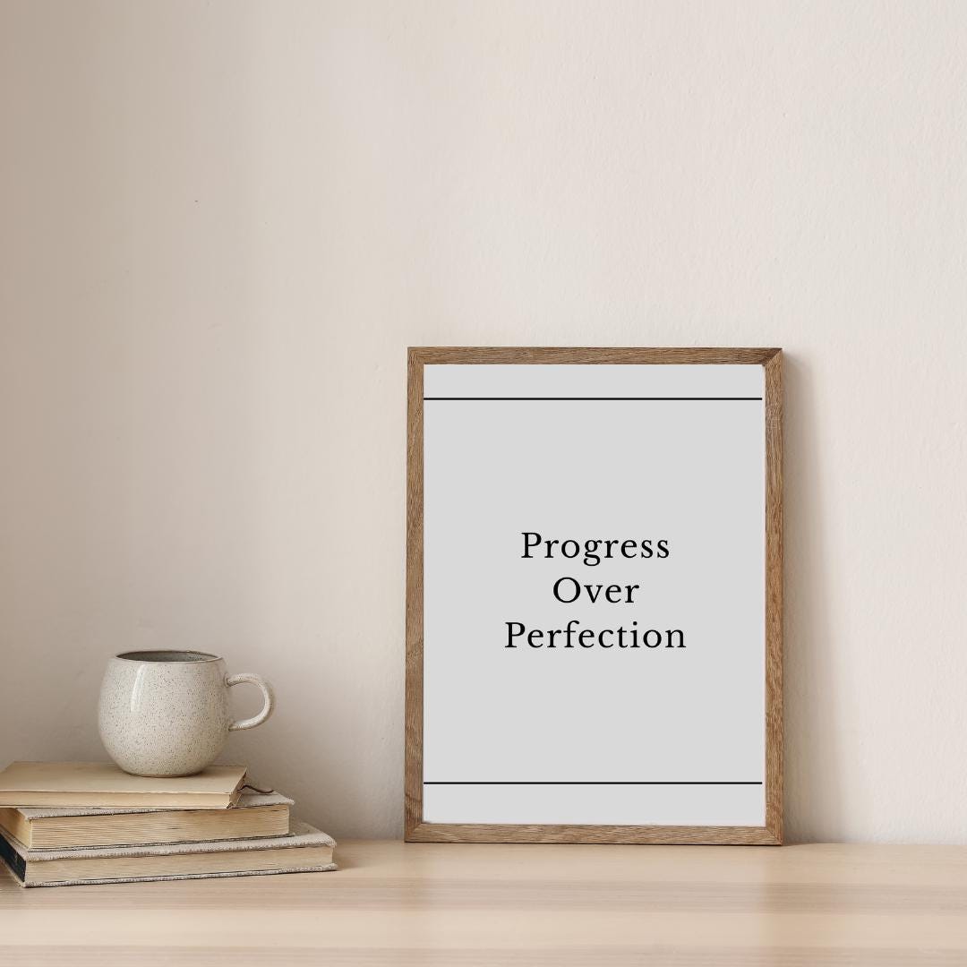 Progress Over Perfection Printable Wall Art | Motivational Quote Poster ...
