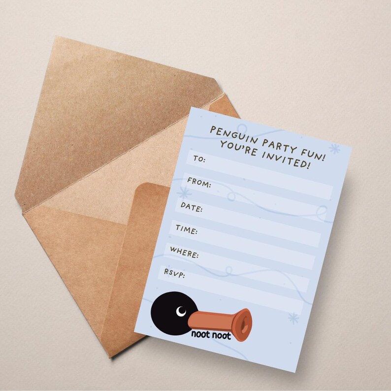 Pingu Penguin Birthday Invitation – Digital Download Gaming Party ...