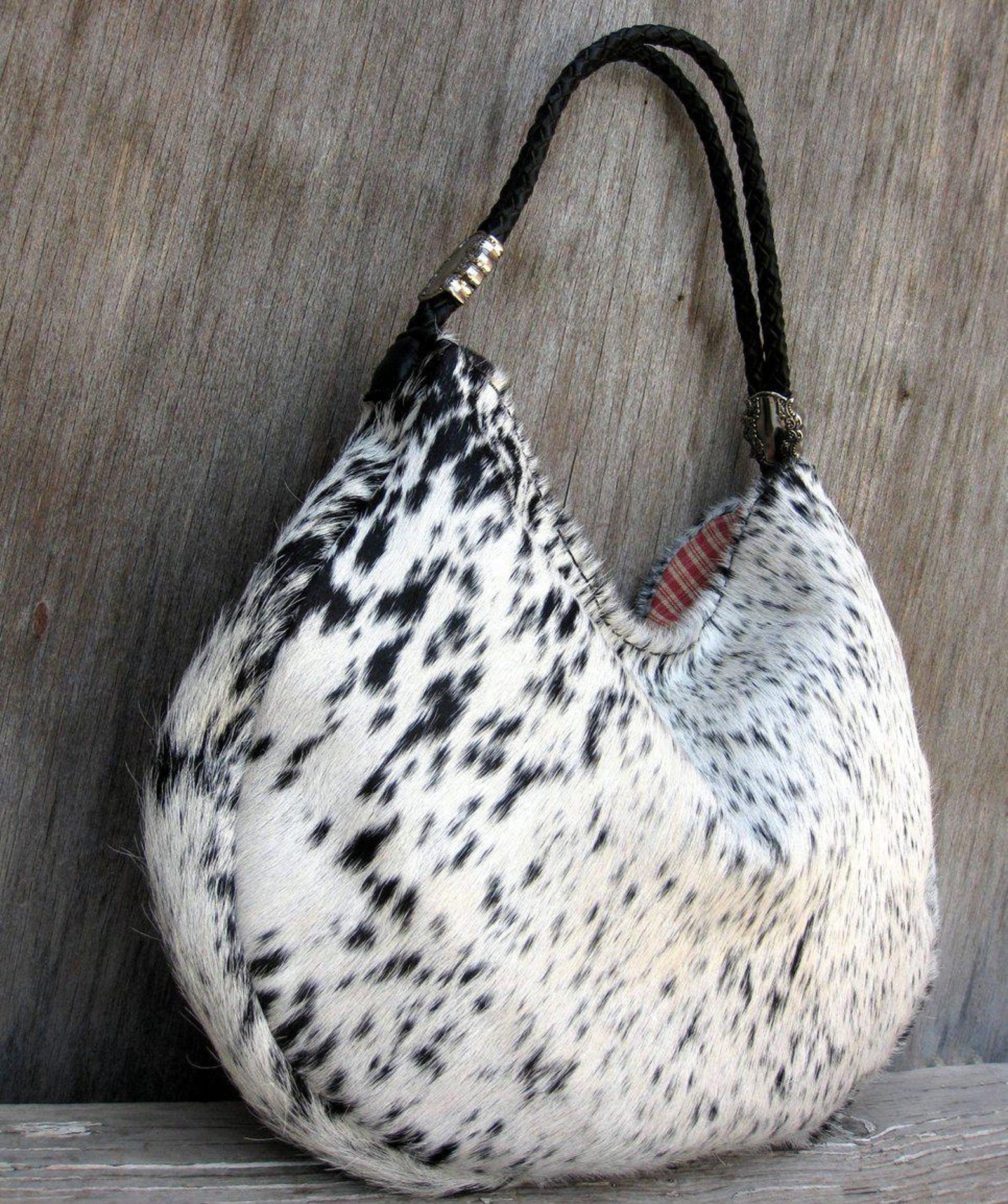 Salt & Pepper Cowhide Hobo Bag: Western Boho Shoulder Purse - Etsy