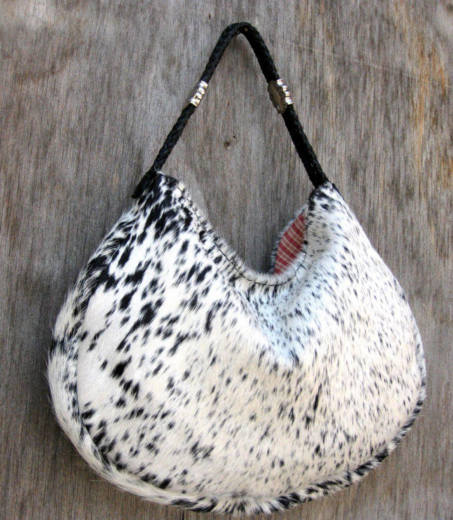 Salt & Pepper Cowhide Hobo Bag: Western Boho Shoulder Purse - Etsy