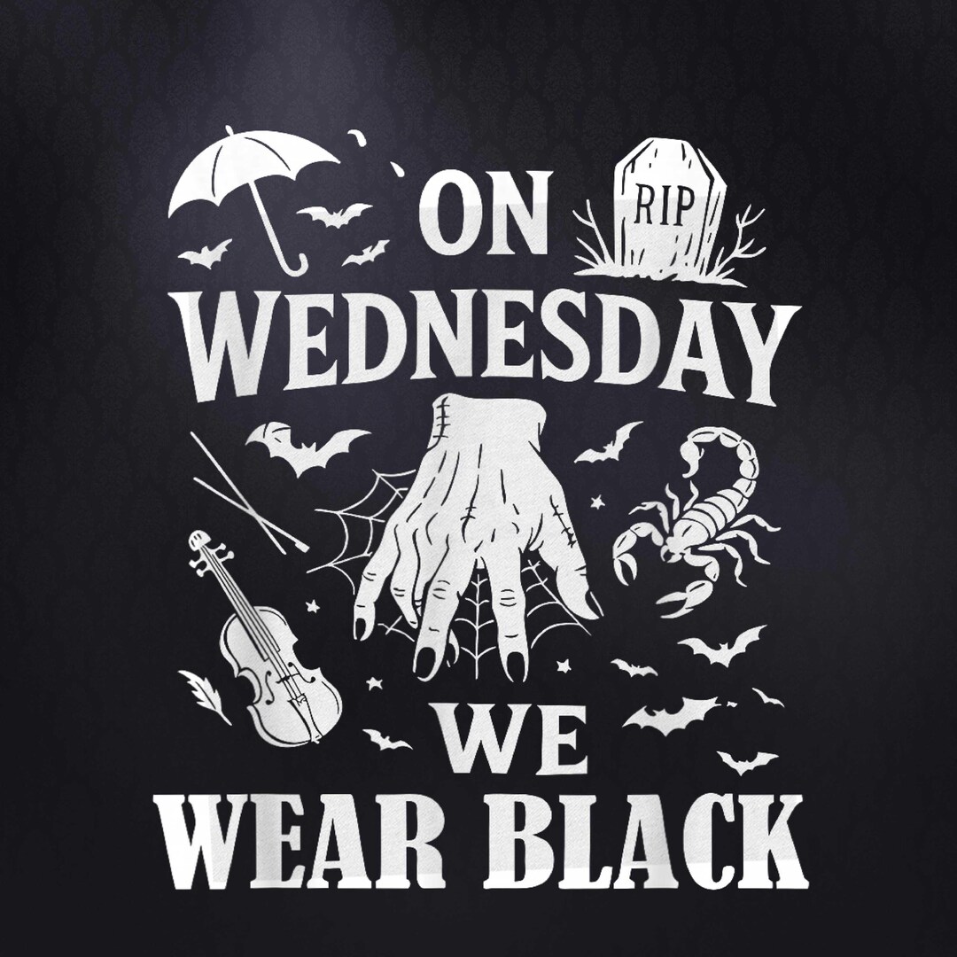 Funny Horror Hand on Wednesdays We Wear Black Halloween PNG Digital ...