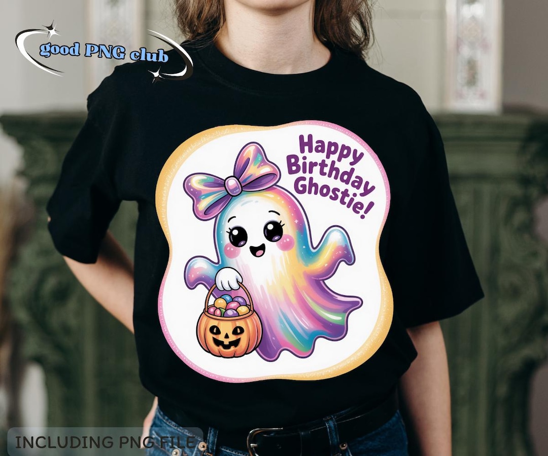 Happy Birthday Ghost PNG, Cute Ghost Clipart, Spooky Birthday Digital ...