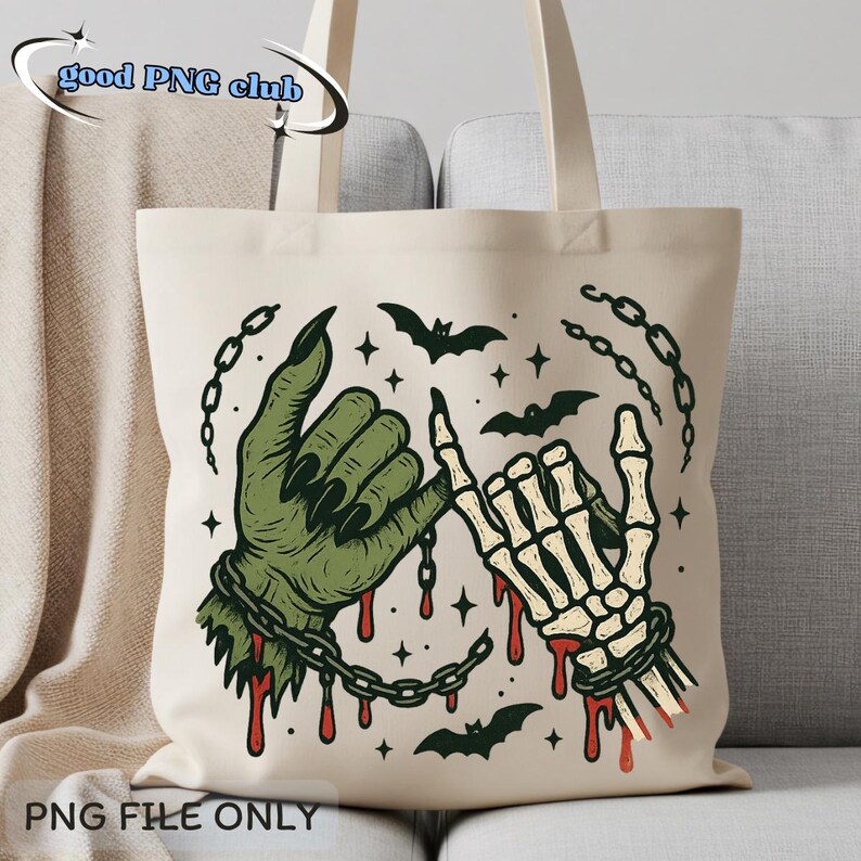 Monster and Skeleton Handshake PNG: Gothic Horror Clipart (digital ...
