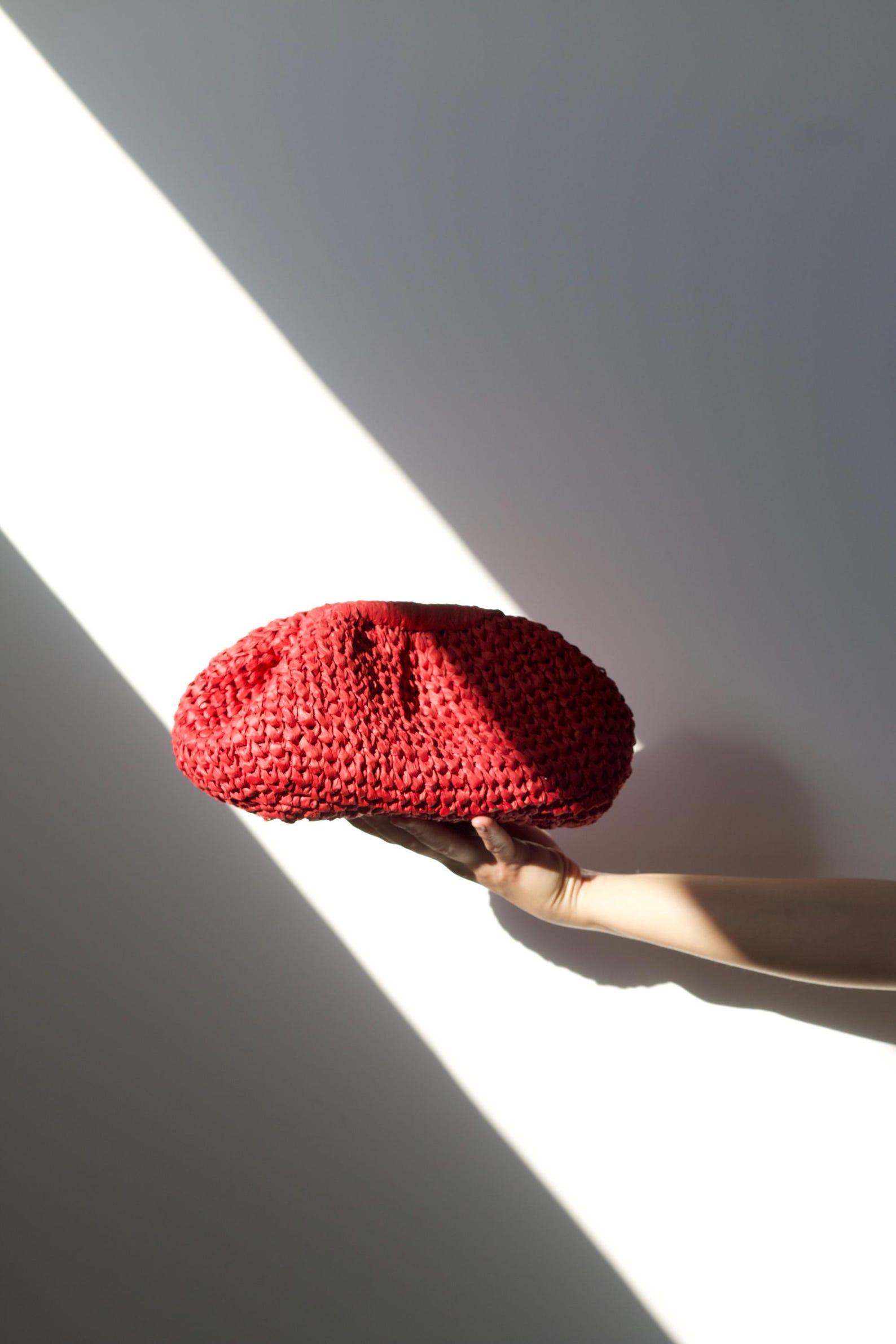 Coral Red Raffia Handbag | Handwoven Straw Purse | Euro Summer ...