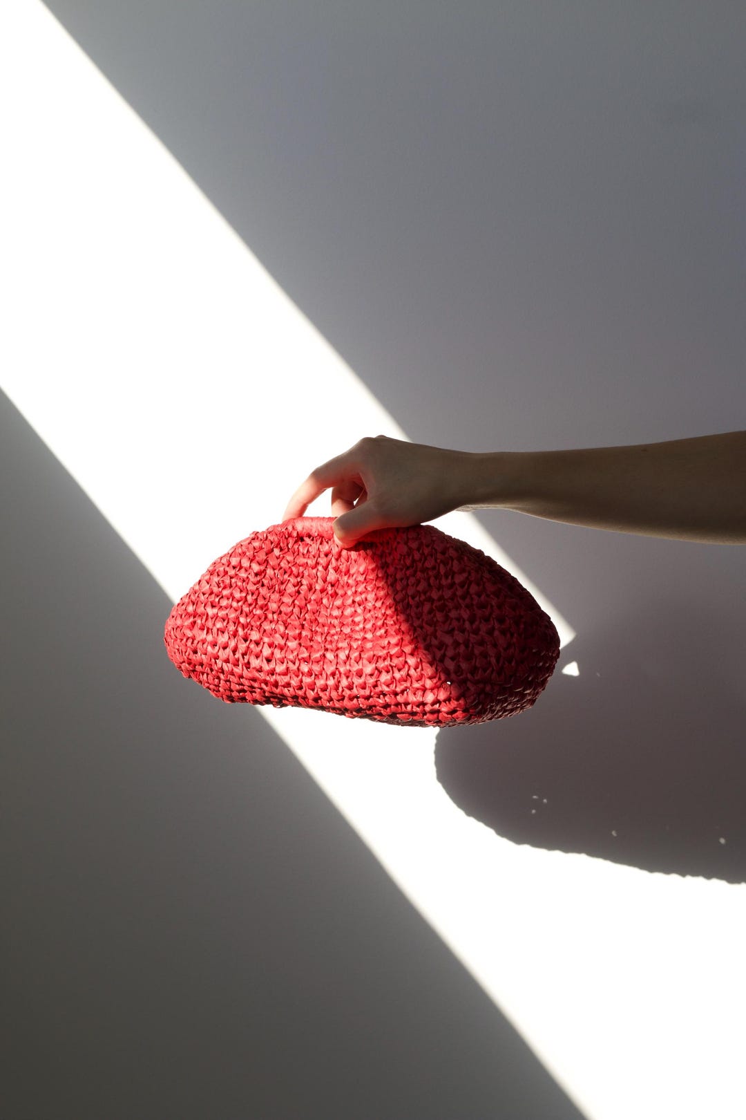Coral Red Raffia Handbag | Handwoven Straw Purse | Euro Summer ...