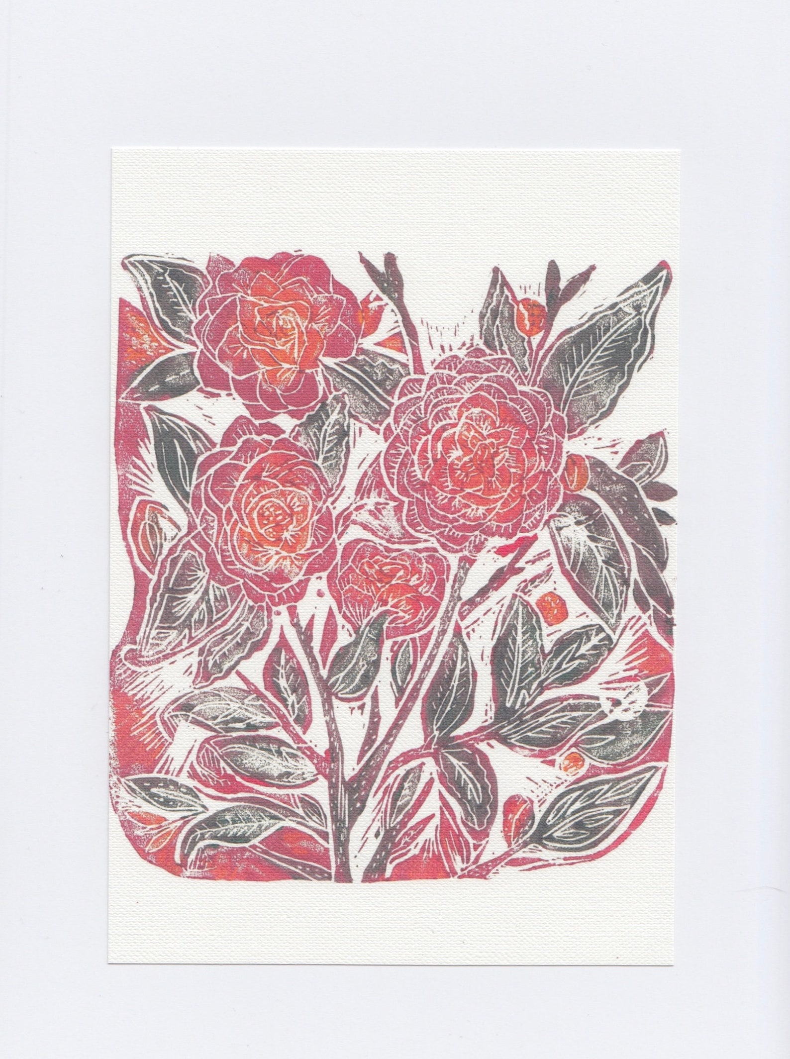 Red Rose Art Print / Small Linocut Style Wall Art - Etsy