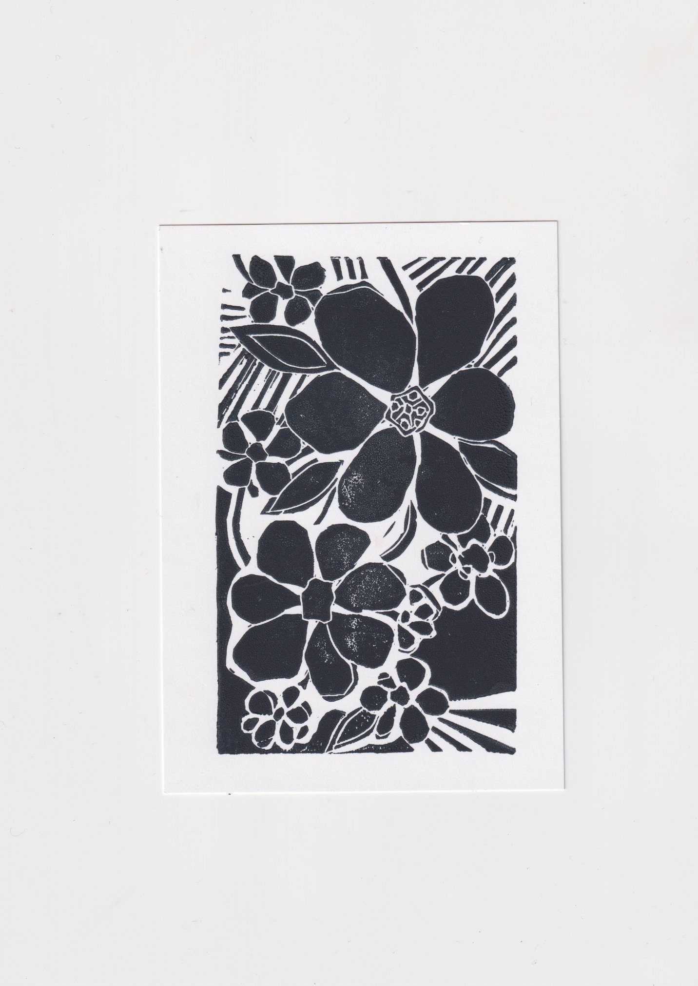 Linocut Print Flowers A6 / Lino Block Original Art - Etsy