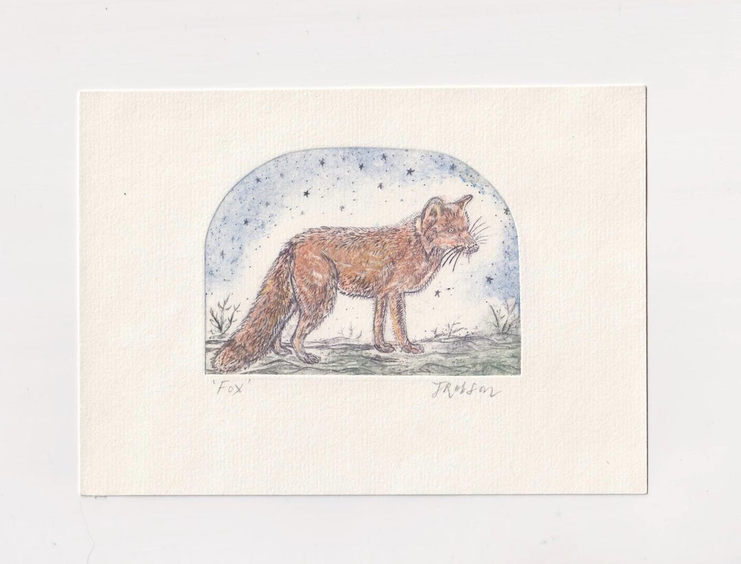 Red Fox - Small Intaglio Print - Drypoint Etching - Original ...