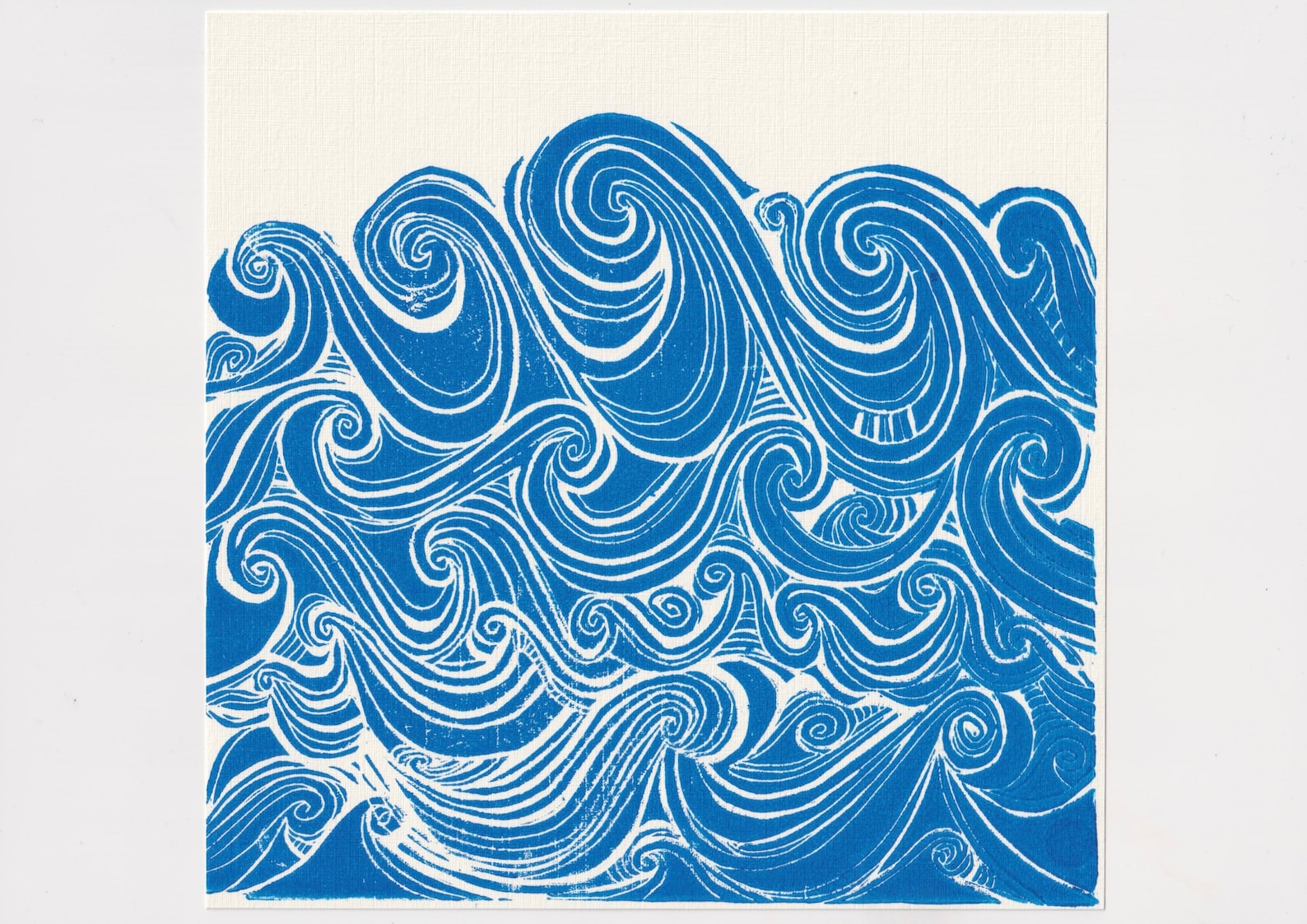 Sea Print / Ocean Waves Linocut Blue Lino Art - Etsy