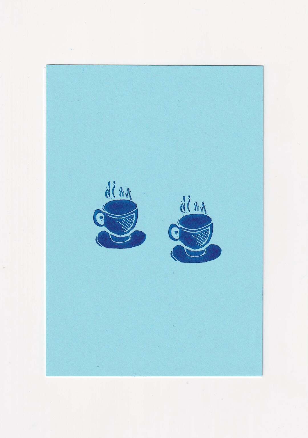 Mini Linocut Tea for Two Teacup Print / A6 Tiny Original Art - Etsy