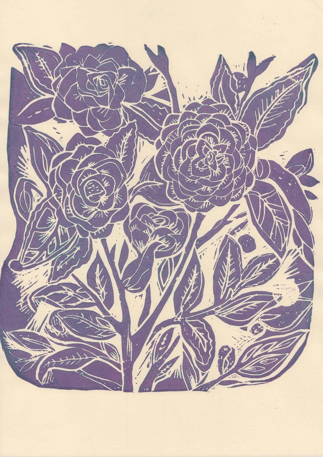 Test Print Sale! Linocut Print Flowers // A4 Lilac Original Art Block ...