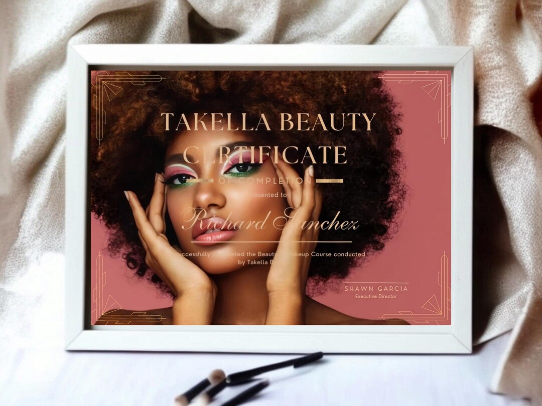 Certificate of Completion Template | Editable Makeup Artist Certificate ...
