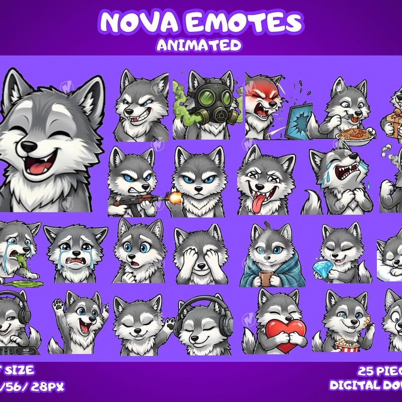 Wolf Discord Emotes Set - Etsy