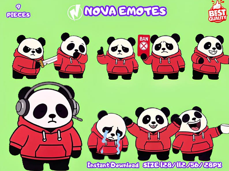 Emote Chibi Panda Emote Gifs, Cute Kawaii Reactions, Animated Twitch ...