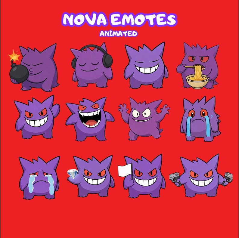 Animated Gengar Twitch Emotes, Cute Kawaii Anime GIF Emotes, Funny ...