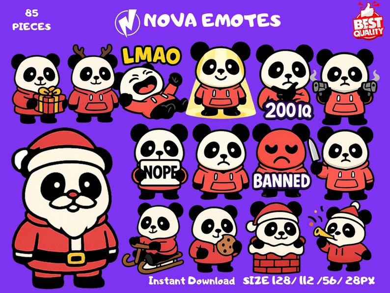 Panda Emote | Static Panda Emote Pack | Twitch Emotes | Cute Emotes for ...