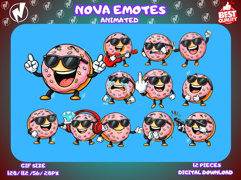 Animated Chibi Donut Twitch Emotes, Cute Kawaii Anime GIF Emote, Funny ...