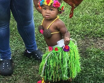 Baby Girl or Toddler Hawaiian HULA Set w Barefoot Sandals | Etsy